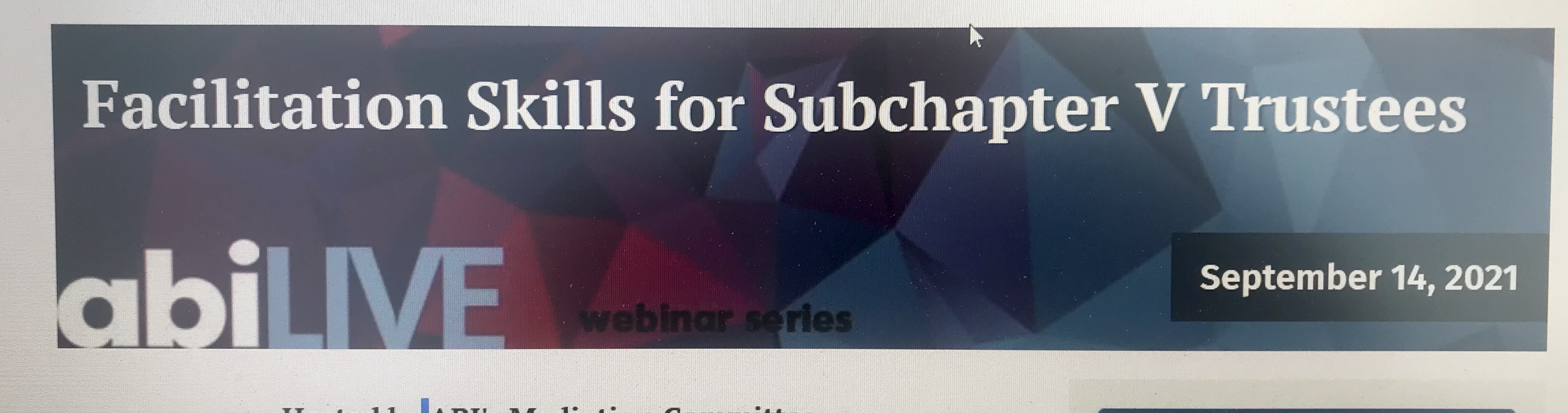 Facilitation Skills For Subchapter V Trustees – MEDIATBANKRY